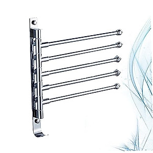 HOLIDYOYO 5 Aluminum Towel Rack Bathroom Clothes Rail Silver Simple Tower Rack Swivel Towel Rack