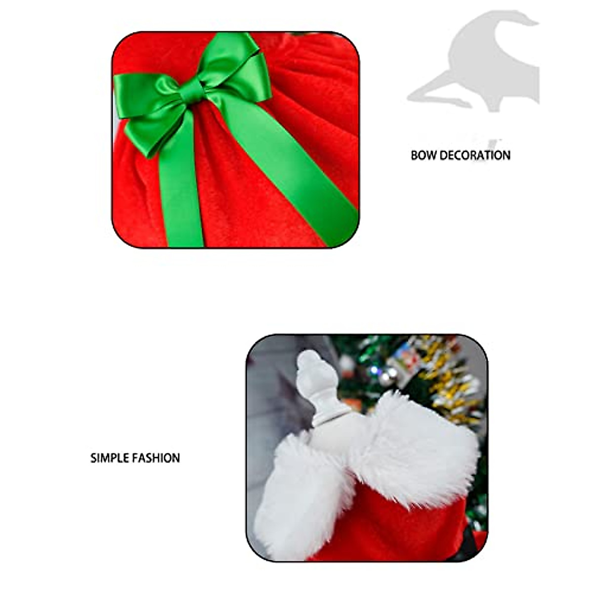 Christmas Dog Dress, Santa Claus Pet Clothes Velvet Skirt, Christmas Outfit Thermal Holiday Girl Puppy Costume, Xmas Holiday Apparel Cute Girl Clothing Red Dresses for Small Medium Dogs Cats(M)