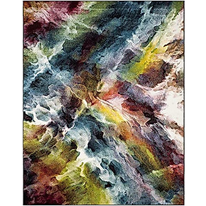 SAFAVIEH Galaxy Collection 8' x 10' Multi GAL110A Vibrant Abstract Non-Shedding Living Room Bedroom Dining Home Office Area Rug