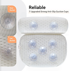 Docilaso Bath Pillow, Quick Dry Bathtub Pillow with 4D Air Mash Technology and 7 Suction Cups for Neck and Back Support, Suitable for All Bathtub, Hot Tub, Jacuzzi and Home Spa