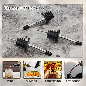 HARSKIYER 10pcs Black Pour Spouts for Liquor Bottles, Stainless Steel Bottle Pourers Tapered Spout for 3/4" Bottle Mouth