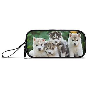 J JOYSAY Husky Puppies Pencil Case Large Big Capacity Pencil Bag for Girls Boys Zipper Stationery Bag Desk Organizer for Office College School