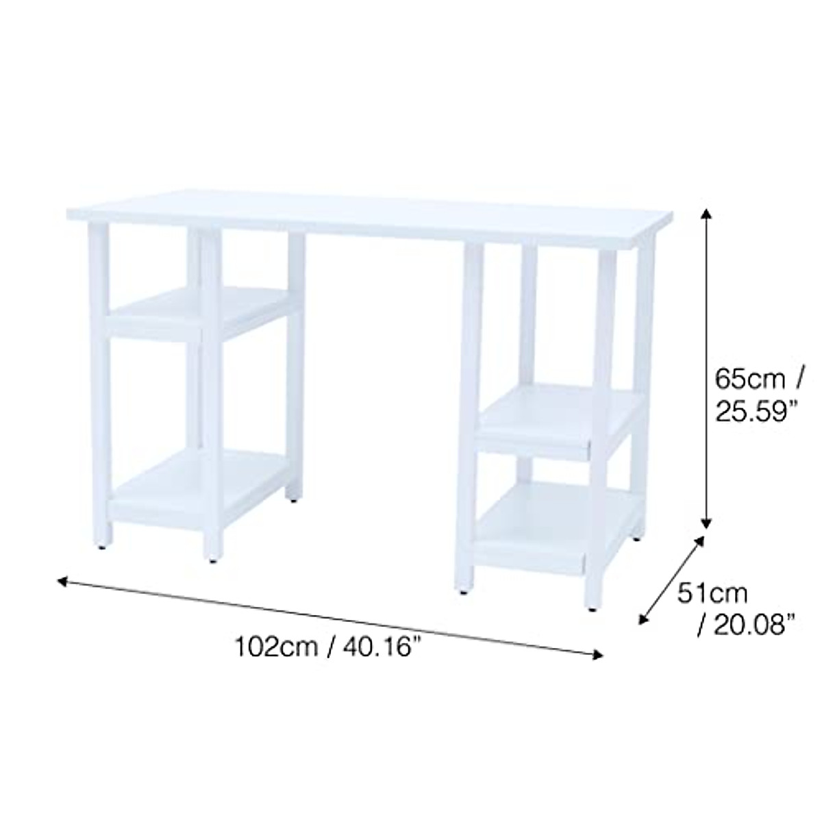 Fantasy Fields Wooden Desk and Chair Set with Storage Shelves with a Modern Design for Students and Crafters, White
