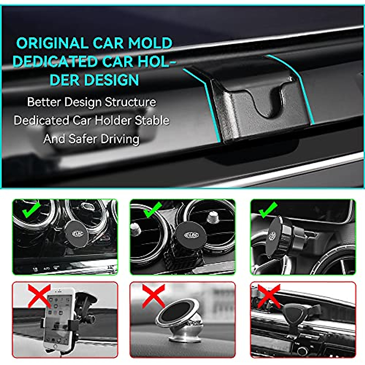 KUCOK Car Phone Holder Mount Magnetic Custom Fit for Audi Q5 2009-2017,Car Phone Stand Invisible Fit for Audi Air Vent Dashboard,Hands Free Car Phone Cradles for 3-7 Inch Phone