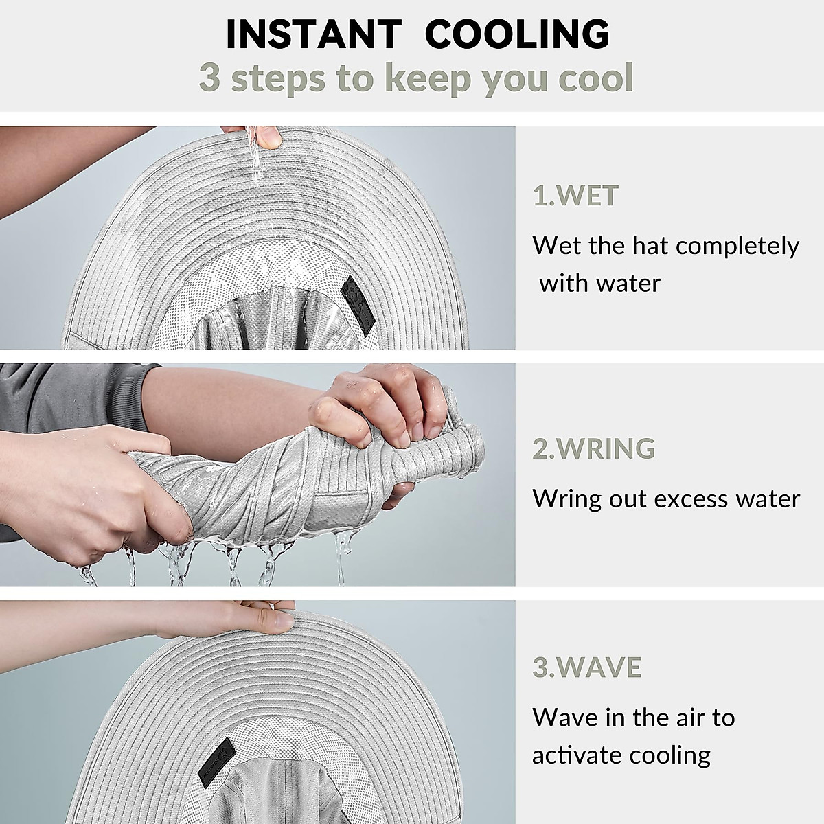 Sukeen Cooling Sun Hat for Men Women UPF50+ Wide Brim Fishing Hat with Neck Flap Adjustable Foldable Bucket Hat for Hiking White