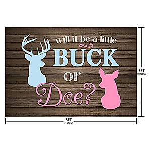 MEHOFOND Buck or Doe Gender Reveal Baby Shower Backdrop Rustic Wood Boy or Girl Deer Photography Background Banner for Dessert Table Supplies Party Decoration Photo Shoot Props Vinyl 7x5ft