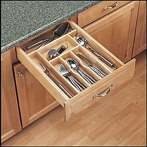 Cut-To-Size Insert Wood Cutlery Organizer for Drawers - 4WCT-1 - 14-5/8"W x 22"D x 2-7/8"H - Natural