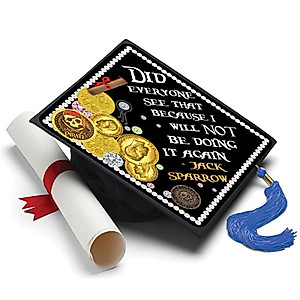 Tassel Toppers Pirates of the Caribbean Grad Cap Topper, Graduation Cap Decor Funny Phrases, Graduation Cap Decorations
