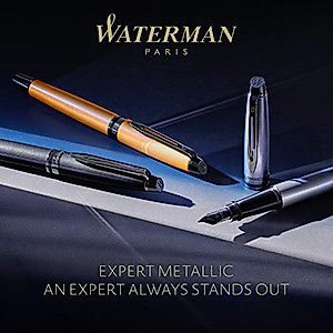 Waterman Expert Rollerball Pen | Metallic Silver Lacquer with Ruthenium Trim | Fine Point | Black Ink | With Gift Box