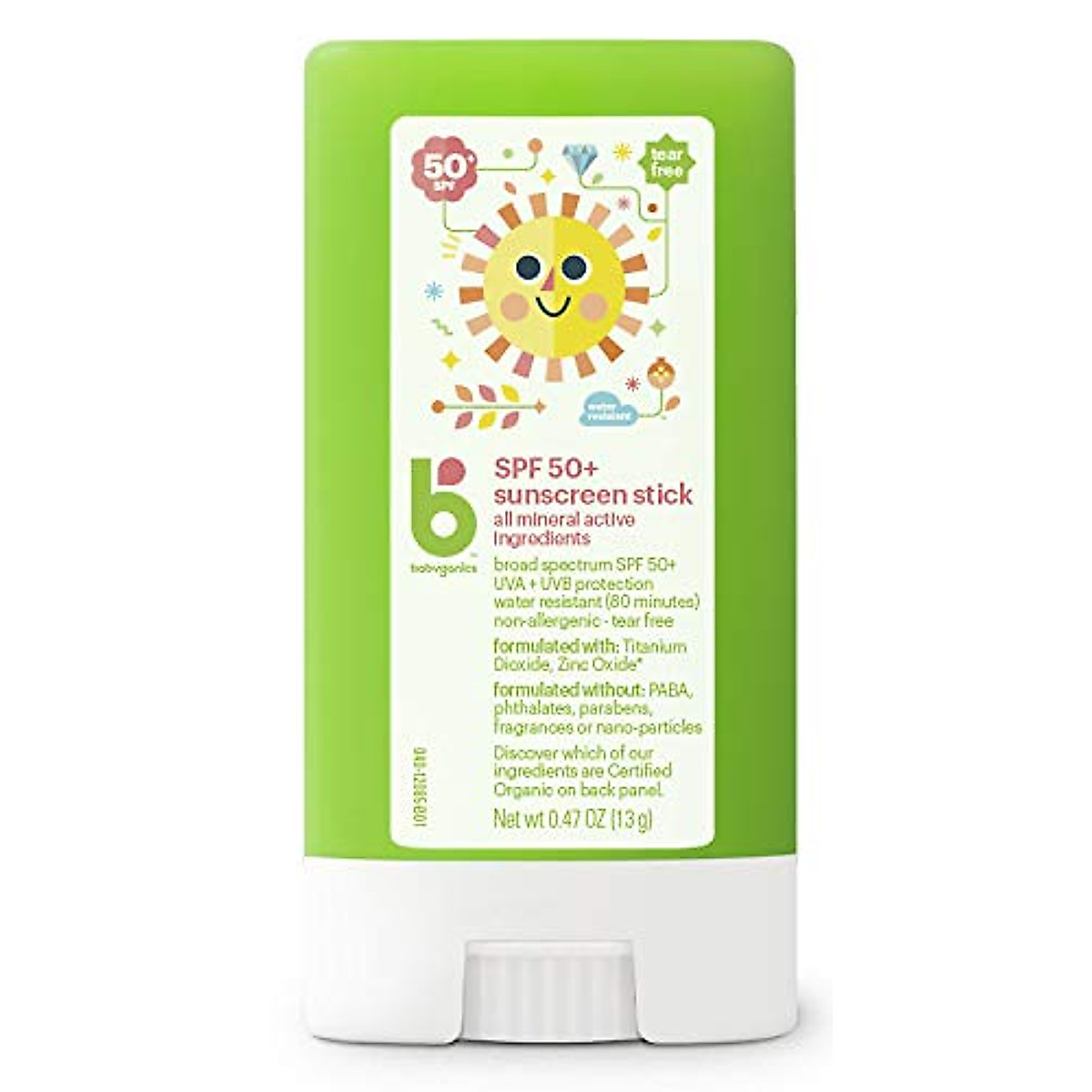 Babyganics SPF 50 Travel Size Baby Sunscreen Stick UVA UVB Protection | Water Resistant |Non Allergenic, 2 Pack