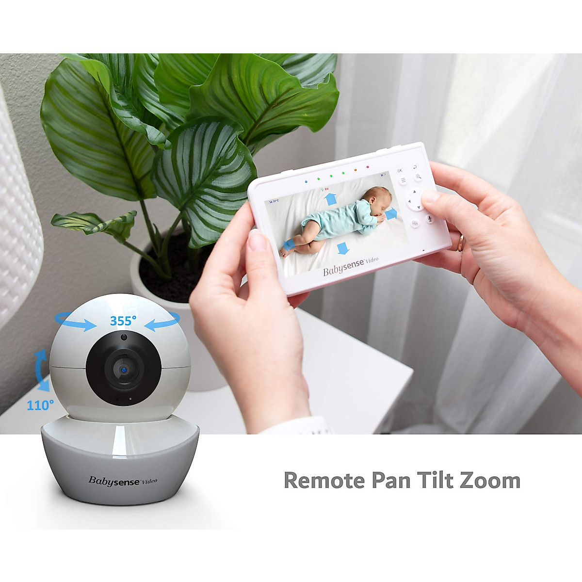 Babysense Video & Movement Baby Monitor - Bundle Pack - Babysense Video Baby Monitor V43 Split Screen with Two PTZ Cameras & Babysense 7 Under-The-Mattress Baby Movement Monitor - 2 in 1