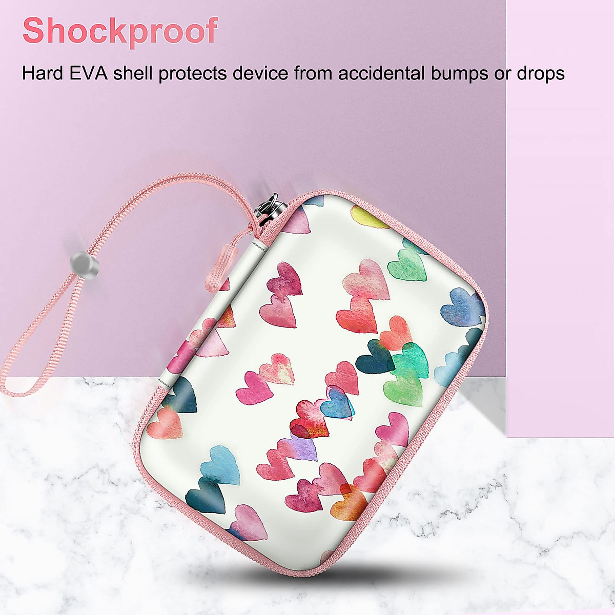 Fintie Digital Camera Case Compatible with Kodak Pixpro FZ55/ FZ45/ FZ53/ FZ43/ WPZ2, Canon PowerShot ELPH 360/ Lecran/CAMKORY, Small Cameras Carrying Bag, Raining Hearts