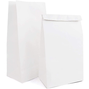 Kslong Small White Paper Bags, 50PCS Mini Paper Treat Bags for Party Favors, Paper Lunch Bags Bulk for Sandwich, Popcorn, Snack, Cookies, Gift Wrapping 1 LB 3.5x2.2x6.7” bolsas de papel (White 2)