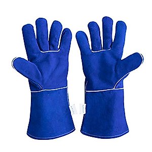 FZTEY Long Welders Gloves (14Inc, Blue)