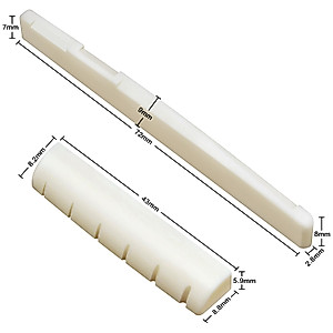 For a Left Handed Guitar - 2 Sets 4pcs 6 String Acoustic Guitar Bone Bridge Saddle and Nut Made of Real Bone by Blisstime