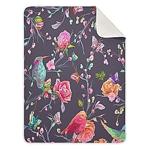 Kigai Floral Bird Pattern Baby Blanket for Boys Girls, Swaddle Blankets Soft Cozy Nursery Receiving Blankets Travel Blanket Throw Blankets for Toddler Newborn, 30 x 40 Inch