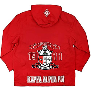 Kappa Alpha Psi Big Boy Divine 9 S3 Mens Hooded Windbreaker Jacket [Crimson Red - 5XL], 142219