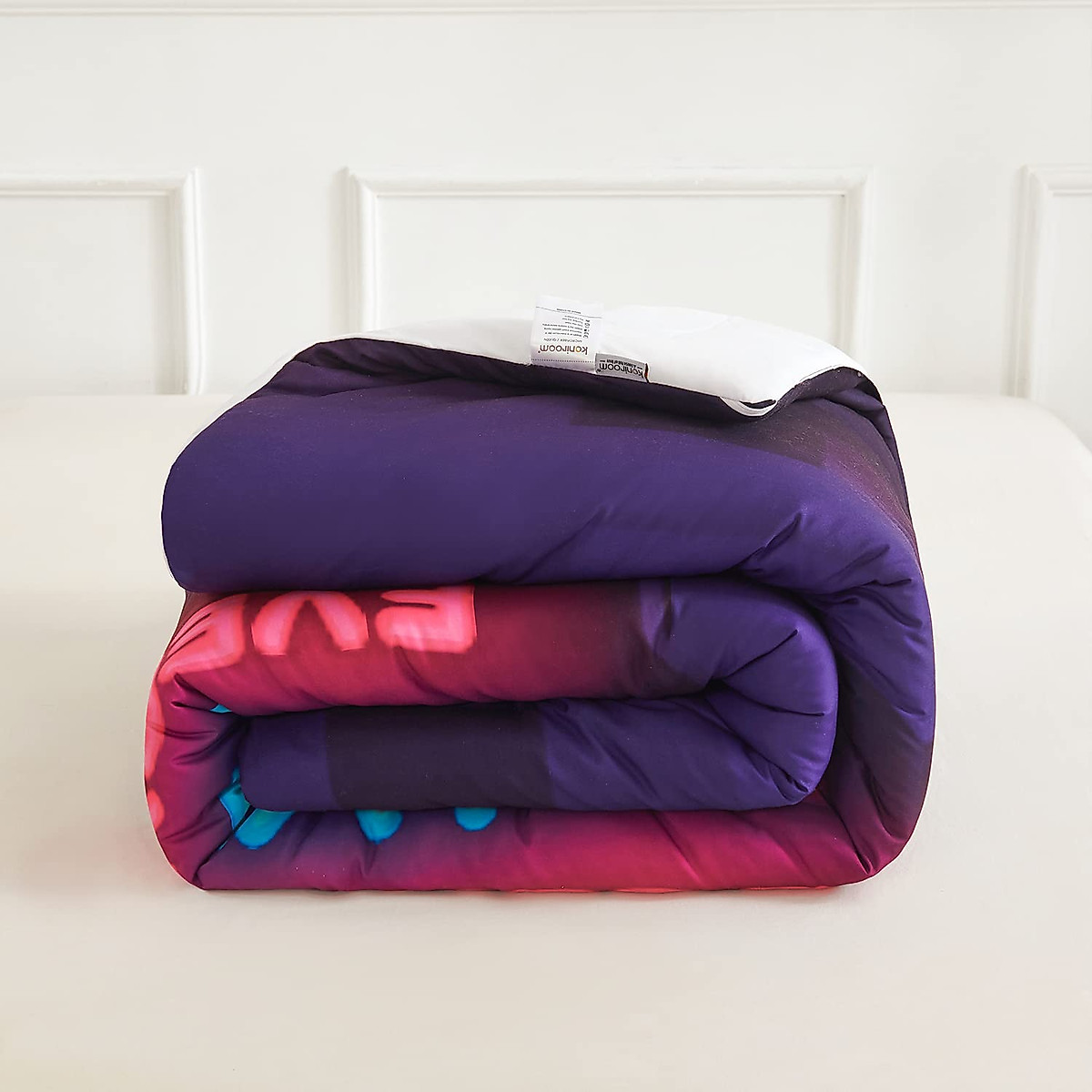 Koniroom Gaming Comforter Set Full/Queen Size, Gamer Bedding Sets for Kids Teen Boys with Play Everywhere Game Contoller Themed Printing, Reversible Comforter 3 Pieces with 2 Pillow Shams