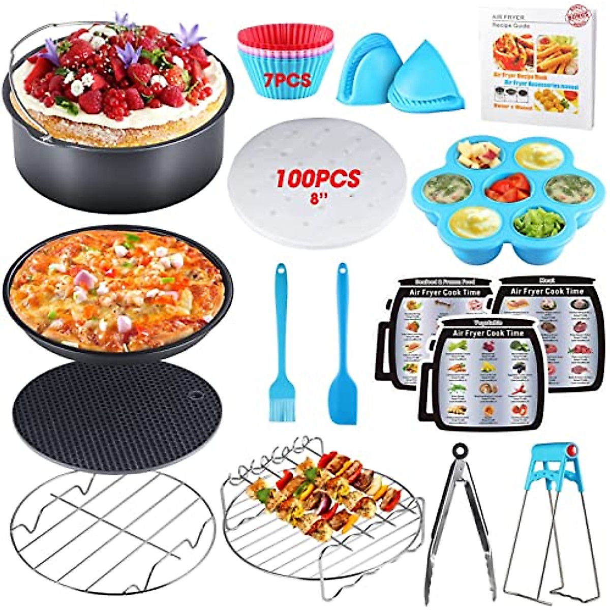 8 Inch Air Fryer Accessories, XL Air Fryer Accessories with Recipe Cookbook for Air Fryer Oven Microwave Air Fryer Accessories