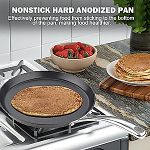 Cooks Standard Nonstick Hard Anodized 9.5-inch 24cm Crepe Griddle Pan, Black