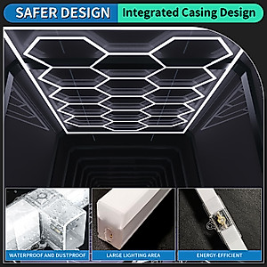 Hexagon Garage Lights, Honeycomb Hexagon Led Garage Light 14 Grid, High Brightness 672W 86400 Lumens Hexagon Light for Garage, Warehouse, Auto Beauty Shop, Work Shop