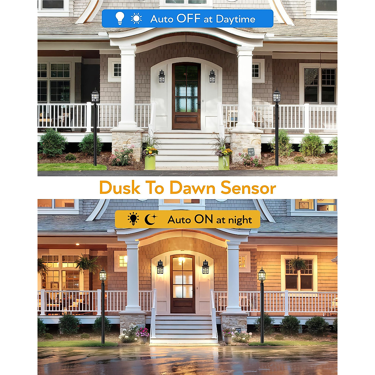 VIANIS Dusk to Dawn Outdoor Post Lights with 3-inch Pier Mount Base, 19.3" Exterior Post Lantern Fixture with Tempered Glass, Anti-Rust Die-Cast Aluminum Light Posts for Outside, Matte Black Lampost