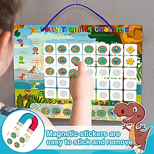 Potty Trainning Chart for Toddlers Fun Kids Toilet Incentives Sticker with 35Pcs Dino Potty Magnetic Reward Stickers