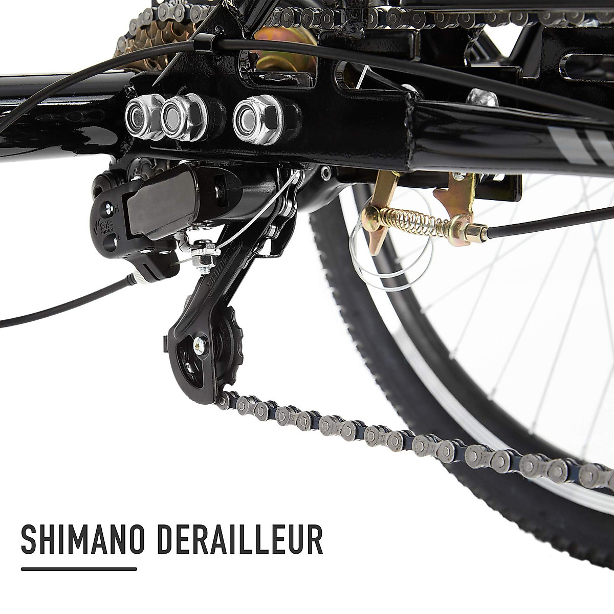 Viribus Mens Tricycle 7 Speed 24" with Front Suspension, Mountain Tricycle with Adjustable Handlebars and Seat, 3 Wheel Bike for Adults Men Women with Basket and Bell