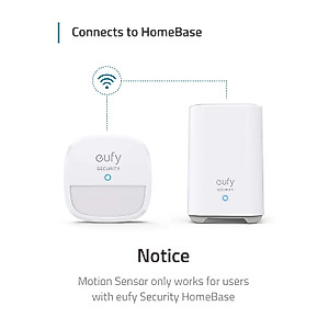 Motion Sensor, eufy Security Home Alarm System, 100° Coverage, 30 ft Detection Range, 2-Year Battery Life, Adjustable Sensitivity, HomeBase Required, Optional 24/7 Protection Service, Home Security