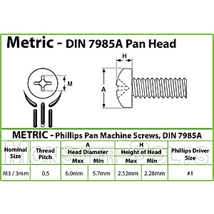 MonsterBolts - M3 x 40mm Phillips Pan Head, DIN 7985A, Stainless Steel, 10 Pack