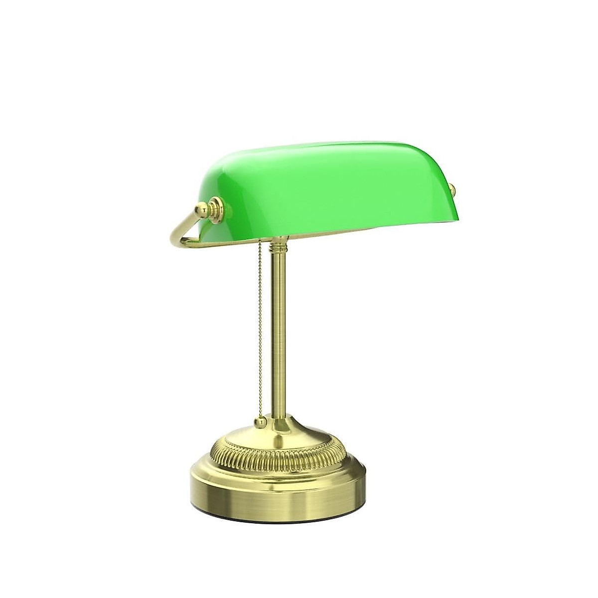 Newhouse Lighting Morgan Antique Green and Brass Glass and Metal Adjustable Energy-Efficient LED Classic Banker Lamp with 1 Free 3.5-Watt LED Bulb Included