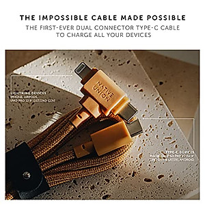 Native Union Belt Cable Duo – 5ft Ultra-Strong Braided Universal Charging Cable – Made with Recycled Materials – 2-in-1 Multi-Device MFi Certified Connectors for Lightning & Type-C Devices (Cosmos)