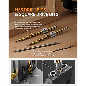 Kolvoii Pocket Hole Jig Kit, Efficient and Precise Jig Pocket Hole System with 11 Inch Face Clamp for Creating Strong and Hidden Wood Joints