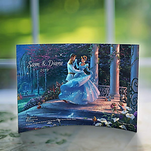 Disney Cinderella Personalized Wedding Year Curved Acrylic Print by Thomas Kinkade Studios for Newlyweds Anniversaries