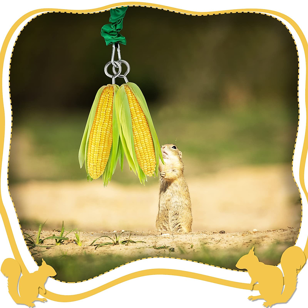 2 Pcs Bungee Squirrel Feeder Squirrel Feeder for Outside Corn Cob Holder for Squirrels Funny Squirrel Feeder for Garden Backyard Feeding Supplies