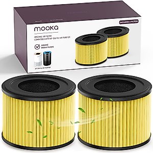 2 Pack MOOKA AP-S0610L Air Purifier Pet Mode Filter, 3-in-1 True HEPA Filter, High-Efficiency Activated Carbon Air Filter for Allergies, Smoke, Odor, Dander, Pollen