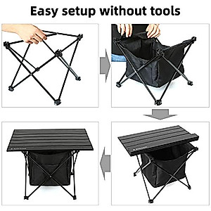 ROCK CLOUD Portable Camping Table Ultralight Aluminum Camp Table with Storage Bag Folding Beach Table for Camping Hiking Backpacking Outdoor Picnic, Size M