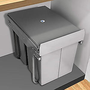 TANYOYO 40 Quarts Double Sliding Trash Can Under Cabinet Kitchen Sliding Out Under Counter Waste Bin Kitchen Pull Out Recycling Bin Dual Waste Containers Under Sink Waste sorter Fixable Base