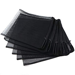 AQUA KT Aquarium Filter Mesh Media Bag Net Reusable for Fish Tank Activated Carbon, Biospheres, Ceramic Rings, Black, Pack of 6