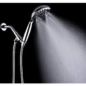 G-Promise Handheld Shower Head High Pressure 6 Spray Settings, Detachable Hand Held Showerhead 4.9" Face with Extra Long Flexible Hose and Metal Adjustable Bracket