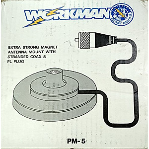 5" Magnet Mount with PL-259 Plug & 16` Foot Coax for CB/Ham Radio Antenna - Workman PM5