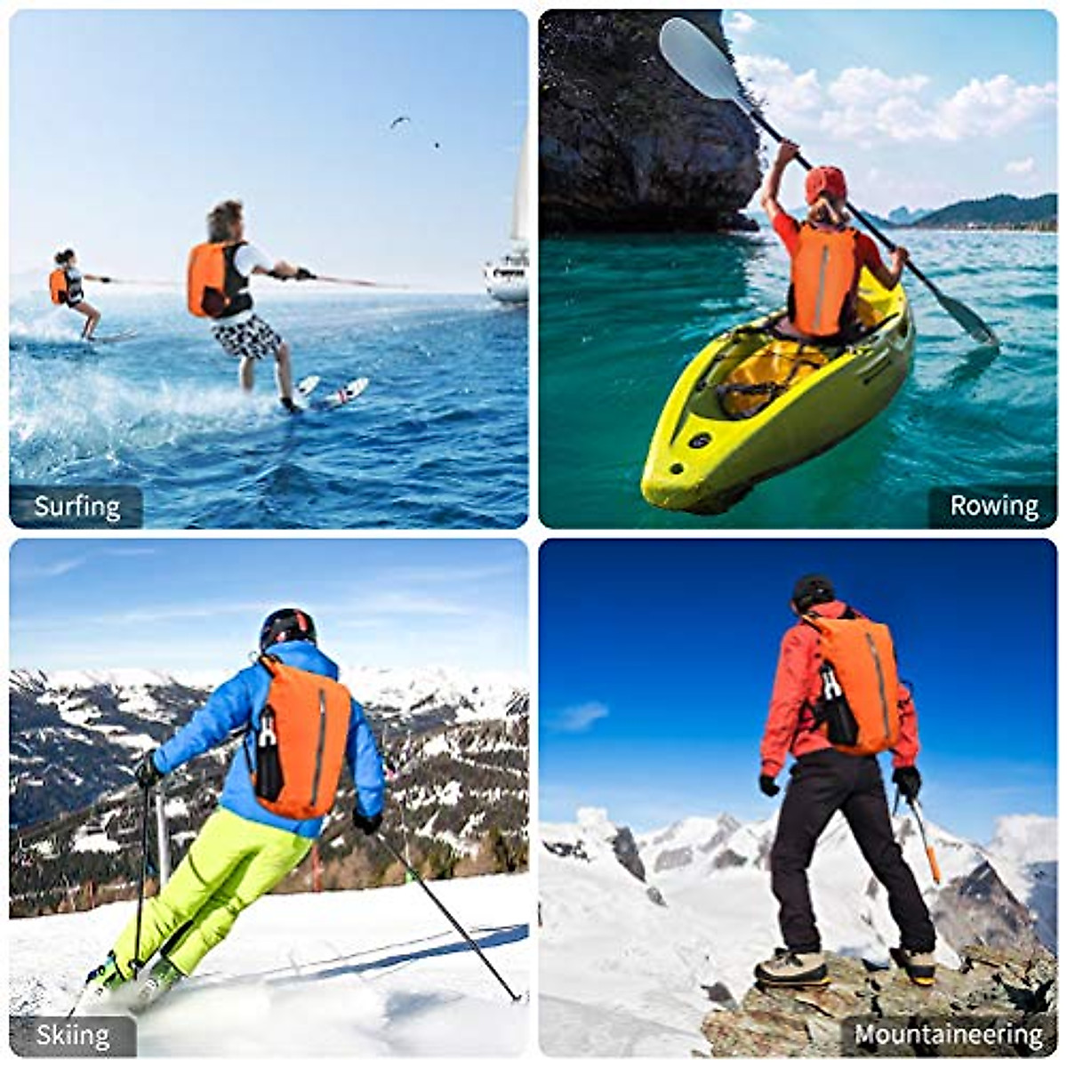 Atarni Waterproof Floating Dry Bag Backpack: 20 L Lightweight Insulated Drybag - Water Resistant Pouch Pack for Vacation Boating Rafting Outdoor Surfing Hiking Orange