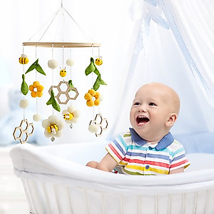 Bees Pendant Crib Mobile Wind Chime Hanging Bees and Bee Hive Bell Pendant Children Room Living Room Party Decoration Gift for Boys Girls