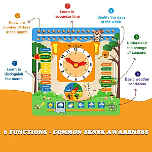 Baisoo Montessori Educational Wooden Toys - Preschool Telling Time Teaching Clock Boys & Girls - Time Calendar Clock for Kids Age 3 4 5 - All About Today Board