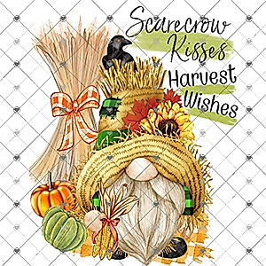 Fall Scarecrow Gnome Sublimation Transfer, Ready to Press, Autumn, Sunflowers, Pumpkins, Gnome Sublimation Transfer, Harvest, Ready to Use (Child x1-6")