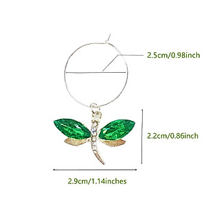 Malikesy Colourful Dragonfly Stem Glass Charms, Wine Markers Charms for Bachelorette Party Anniversary Friends Gathering - Set of 8