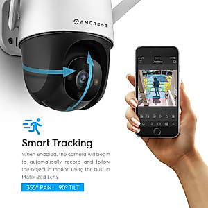 Amcrest 4MP Outdoor PT WiFi IP Camera Pan Zoom (Digital 16x) SmartHome WiFi Camera Security Speed Dome, Motorized Tilt, 98ft Nightcolor, (2.4Ghz), 107º FOV, IP66, 4MP, ASH47-W