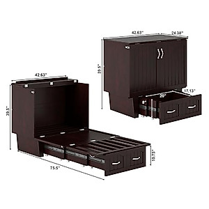 AFI, Sydney Twin Wood Murphy Bed Chest with Storage and Charging Station, Espresso