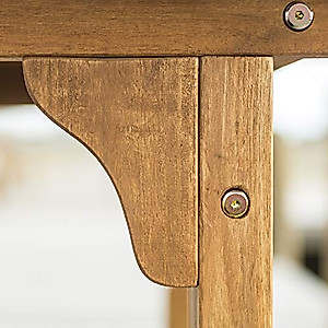 Walker Edison AZW7TXVINBR 6 Person Outdoor Wood Chevron Patio Furniture Dining Set Extendable Table Chairs All Weather Backyard Conversation Garden Poolside Balcony, 7 Piece, Brown