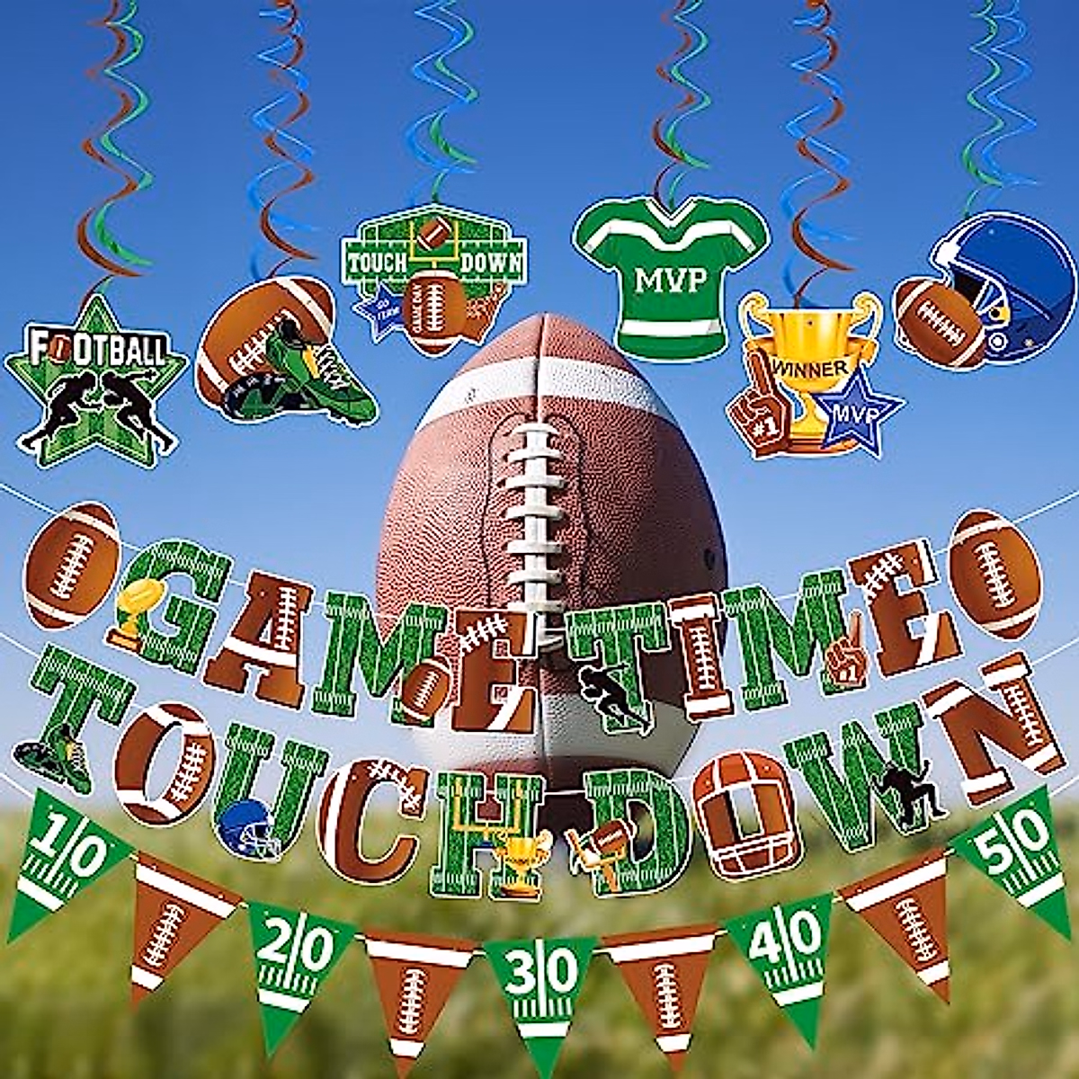 Superbowl Party Decorations 2023 Football Game Time Touch Down Banner Football Party Decorations Sports Party Decorations Super Bowl Football Party Supplies
